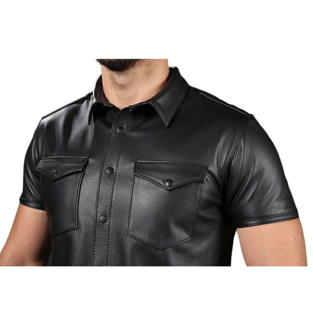 Classic Leather Shirt Black - Vegan Leather Gear